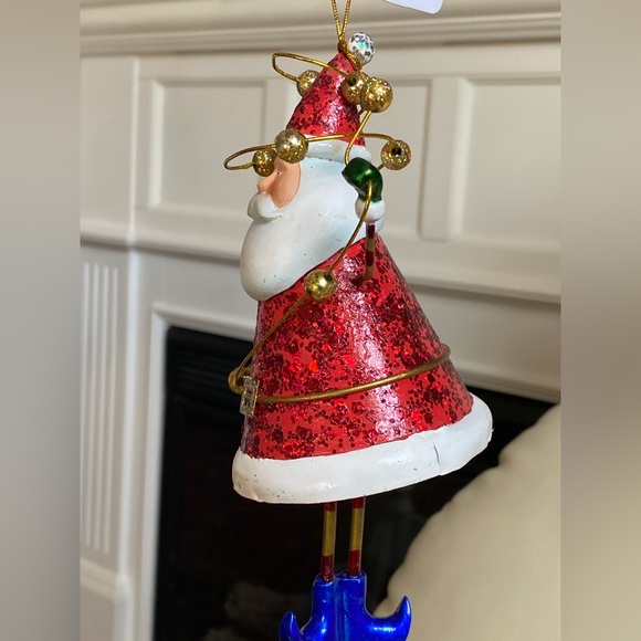 Holiday | Rare Raz Imports Red Glitter Santa Ornament Made Of Tin Metal ...